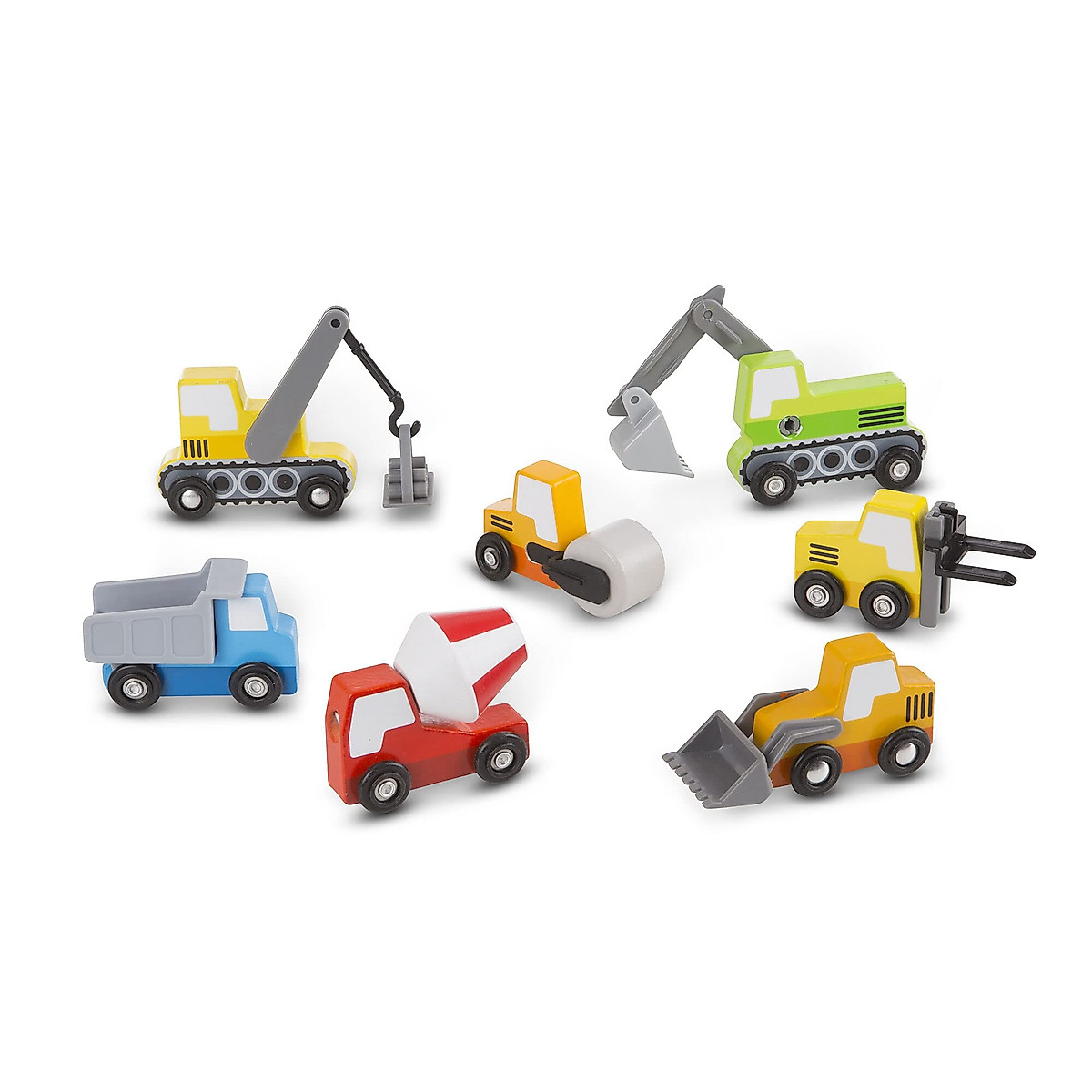 Melissa & Doug Construction Site Vehicles: Wooden Vehicle Bundle with 1 Theme Compatible M&D Scratch Fun Mini-Pad (03180)