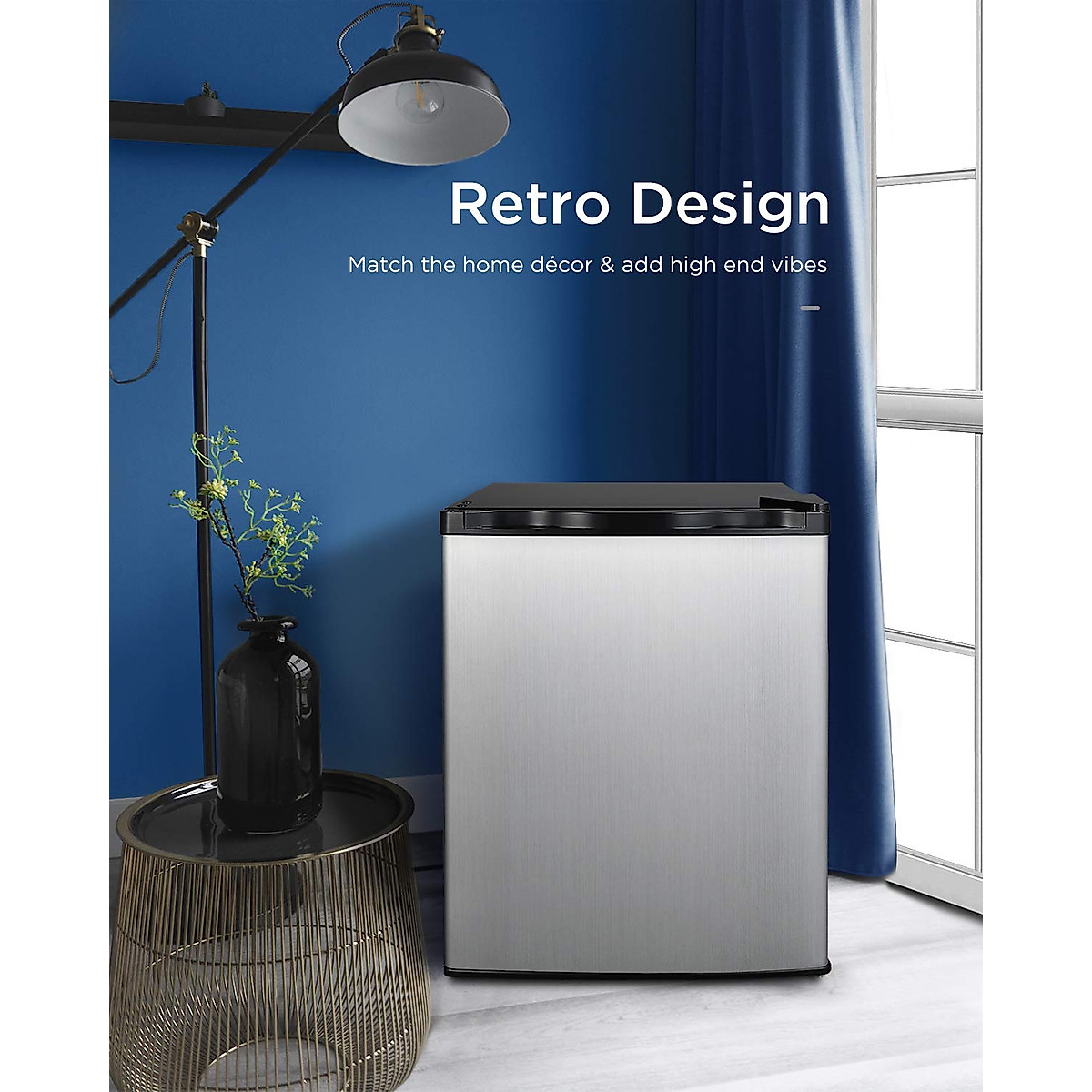 COOLLIFE Mini Freezer Only Countertop- Compact Reversible Single Door Table Top Mini Freezer - Free Standing portable small upright freezer Machine for Office(2.1 Cubic Feet, Silver)