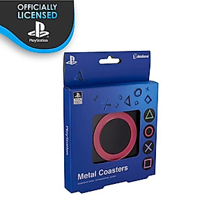 Paladone PlayStation Metal Drink Coasters - Set of Four - Game Room Decor