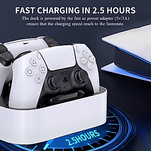 PS5 Charging Station, PS5 Controller Charger Station for DualSense Playstation 5 Controller Charging Stand, Dual Charging Dock with LED Indicator, Type-C Fast Charging