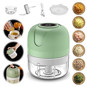 USB Rechargeable Electric Garlic Grinder, 2023 New Portable Veggie Chopper Garlic Electric Grinder Onion Chopper, Mini Food Chopper Tool for Vegetable, Ginger, Chili, Fruit, Meat (Green, 100ml)