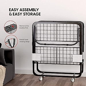 JDMYC Furniture Memory Foam Folding Bed with Mattress, Compact Twin Size Rollaway Bed for Guests, Unsurpassed Comfort with Premium 5-inch Mattress for Space Saving & Portability (Full)