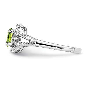 IceCarats 925 Sterling Silver Green Peridot Diamond Ring Gemstone Band August Birthstone Jewelry Size 10
