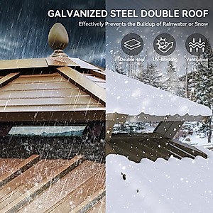 YITAHOME 12x20 ft Hardtop Gazebo with Nettings and Curtains, Outdoor Heavy Duty Aluminum Gazebo Combined of Horizontal and Vertical Stripes Roof for Patio, Backyard, Deck, Lawns and Balcony (Bronze)