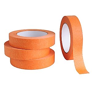 Lichamp 4 Pack Orange Painters Tape 1 inch, Orange Masking Tape 1 inch x 55 Yards x 4 Rolls (220 Total Yards)