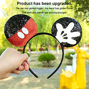 CHuangQi Mouse Ears Headband, Double-sided Sequins, Glitter Hair Band for Birthday Party, Holiday Dresses & Cosplay For Unisex Children