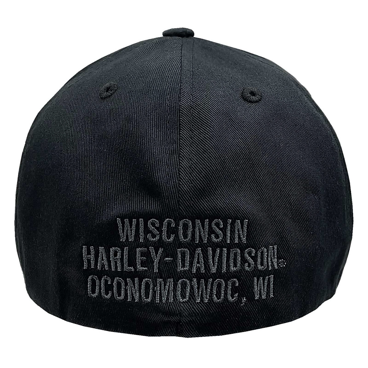 Harley-Davidson Men's Dark Custom Curved Bill Stretch Fit Baseball Cap, Black (S/M)