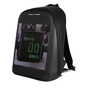 Crelander Laptop Backpack, Waterproof Backpack Smart LED Dynamic Backpack Luggage Bag Cycling Travel Daypack WIFI Bluetooth Connection Rucksack Personalized Gifts for Men Women (Black)