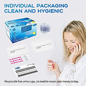 Pregnancy Tests with Cup, 25 Bulk Pregnancy Test Strips for Home Detection, Over 99% Accuracy, Individually Wrapped Fertility Tests, Extra-Wide 5mm HCG Test Kit Comfortable Grip, Pruebas De Embarazo