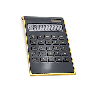 Solar Gold Calculator Standard Function Desktop Calculator LCD 10-Digit Desktop Calculator for Office, Home, (Black)