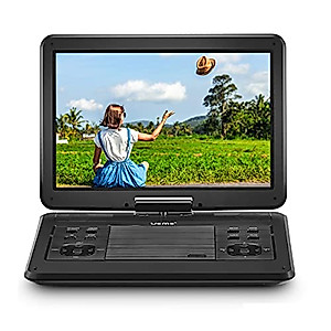 UEME 16''Portable DVD Player with 14''HD Large Screen, Mobile DVD Player for Kids with Rechargeable Battery, Support USB/SD Card/Sync TV and Multiple Disc Formats