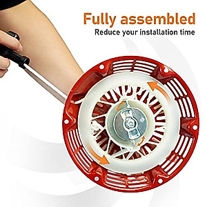LUSQI Recoil Starter for Honda GX390 Lawn Mower Engines Motor， Pull Start Assembly for Honda GX340 Generator, Red Pull Starter for Honda Parts, 28400-ZE3-W01 28400-ZE3-W01ZA