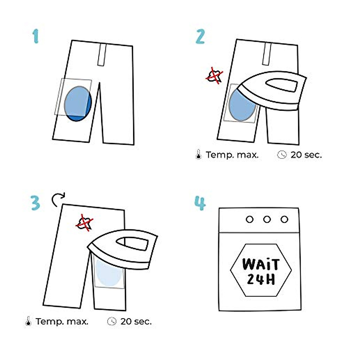 6 Piece Knee Kids Patches Navy. Iron Pads to Protect Your Clothes and Repair of Trousers, Jackets, Sweaters, Shirts. 10.5 x 8 cm. RK1