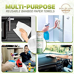 Bamboo Reusable Paper Towels | Heavy Duty 20 Sheets! | Hand Washable & Machine Washable | 100% Biodegradable & Eco-Friendly Towels | One Roll Replaces Up to 6 months of Regular Paper Towels!