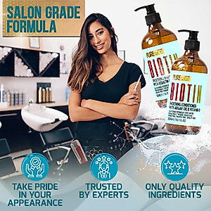 Biotin Shampoo and Conditioner Set - Volume Boosting Formula for Men and Women to Help Thinning Hair - Sulfate and Paraben Free with Thickening Properties - Volumizing Products to Improve Fullness