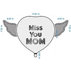 Miss You Mom Heavenly Balloons heart shaped with angel wings (Pink)