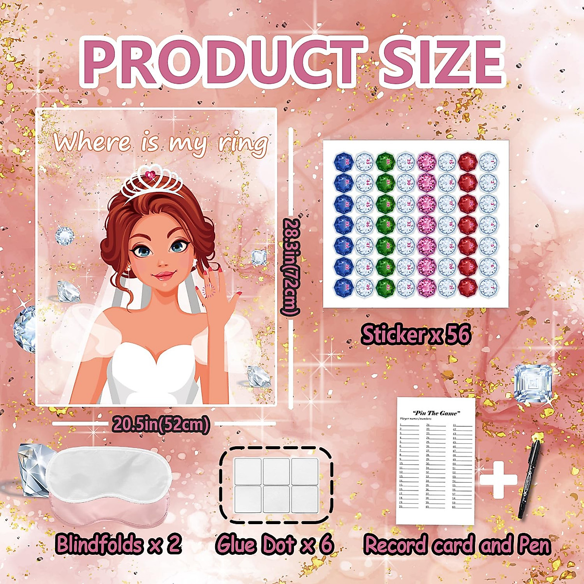 Bridal Shower Games Pin The Ring On The Bride Game, Bridal Shower Engagement Wedding Shower Bachelorette Funny Party Games