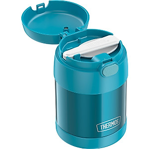 THERMOS All-In-One Vacuum Insulated Stainless Steel Meal Carrier with Spoon (Smoke) FUNTAINER 10 Ounce Stainless Steel Vacuum Insulated Kids Food Jar with Folding Spoon (Teal)