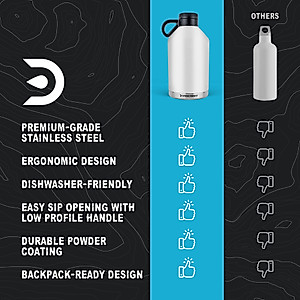 DrinkTanks - Session Growler, Passivated Stainless Steel Growlers for Beer, Leakproof and Vacuum Insulated Beverage Tumbler, Soda, Wine, or Coffee Tumbler with Handle, 64 Oz, Glacier