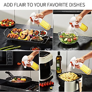 HXJV Olive Oil Sprayer for Cooking, 2 Pack Glass Oil Spray Bottles Set, Cooking Olive Oil Dispenser, Oil Mister Spray Bottle, Kitchen Gadgets Accessories Utensils for Air Fryer, Baking, Salad, 200ml