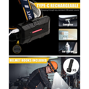 Rechargeable Headlamp, 8 LED Headlamp Flashlight 18000 Lumen 8 Modes with White Red Lights USB Cable, Waterproof Head Lamp for Outdoor Camping Cycling Running Fishing