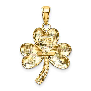 Solid 14k Yellow Gold Shamrock Charm Pendant - 22mm x 19mm