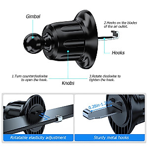 BELOMI Car Phone Mount, Car Air Vent Cellphone Holder, 360° Rotation Adjustable Mobile Phone Bracket, Hands Free Phone Cradle Compatible with iPhone 14 13 12 Pro Max Smartphones (Carbon Fiber)