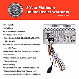 BOSS Audio Systems BVB9364RC Car DVD Player - Double Din, Bluetooth Audio and Hands-Free Calling, 6.2 Inch Touchscreen LCD, MP3, CD, DVD, USB, SD, AUX in, AM/FM Radio, Rearview Camera Included