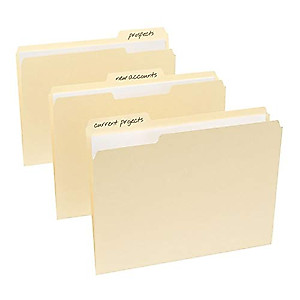 Office Depot File Folders, 1/3 Cut, Letter Size, 30% Recycled, Manila, Pack of 100, 810838