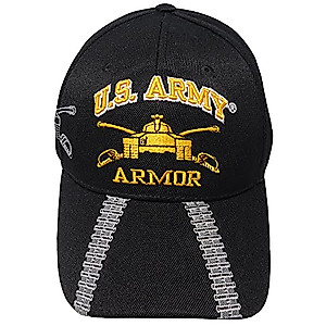 US Army Armor Tank Black Shadow Acrylic Adjustable Embroidered Cap Hat - Officially Licensed