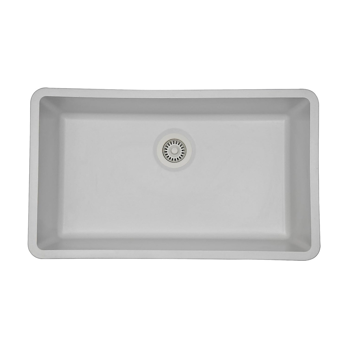 32" x 19" Quartz Kitchen Sink, Single Bowl Kitchen Sinks, Drop in Kitchen Sink, Granite Composite Kitchen Sink, Undermount Sink, Galaxy White Kitchen Sink, Includes Grid, Strainer, Flange LP-1000-W