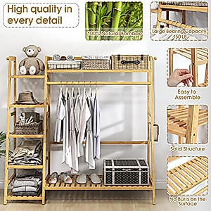 FZFHSJ Clothing Garment Rack Extral Large Clothes Organizer with 7-Tier Storage Shelves Hanging Hook