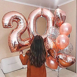 40 Inch Rose Gold Jumbo 1 Number Balloons Huge Giant Balloons Foil Mylar Number Balloons for Birthday Party,Wedding, Bridal Shower Engagement Photo Shoot, Anniversary (Rose Gold,Number 1)