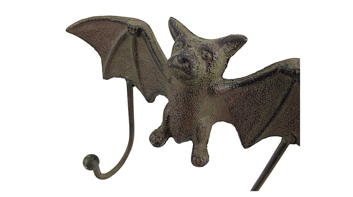 Iron Bat Hook - Rustic Cast Iron Wall Hanger with Gothic Design