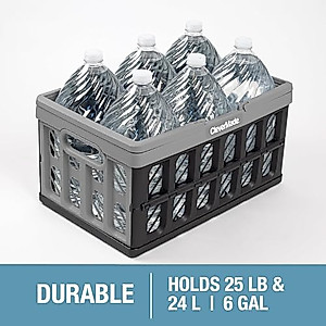 CleverMade Collapsible Shopping Basket, Ocean, 3PK - 24L (6 Gal) Reusable Plastic Grocery Shopping Baskets, Holds 25lbs Per Basket - Small Foldable Storage Crates with Handles