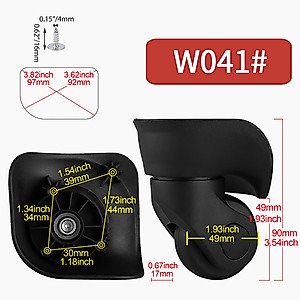 RDEXP Black 9.6x9.3x4.8cm DIY Left & Right Luggage Wheels with 8 Screws Replacement Set of 2