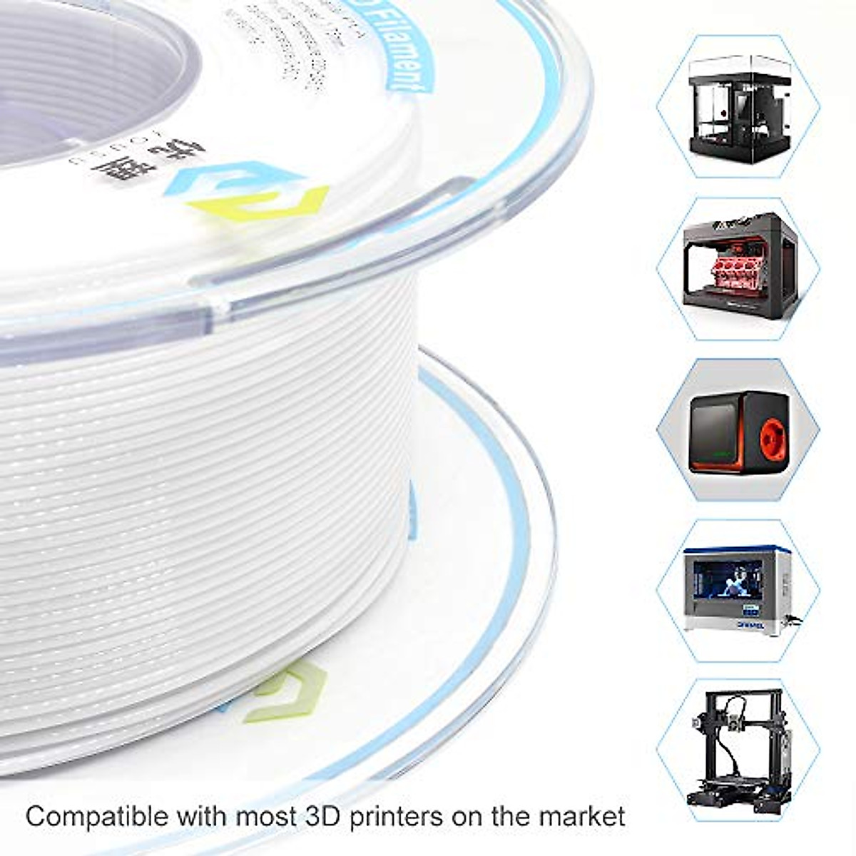 YOUSU PLA Plus (PLA+) Filament 1.75mm,Professional High Toughness Pla Pro 3D Printer Filament,Dimensional Accuracy +/- 0.03mm, 1kg Spool(2.2lbs) Pla Filament, White