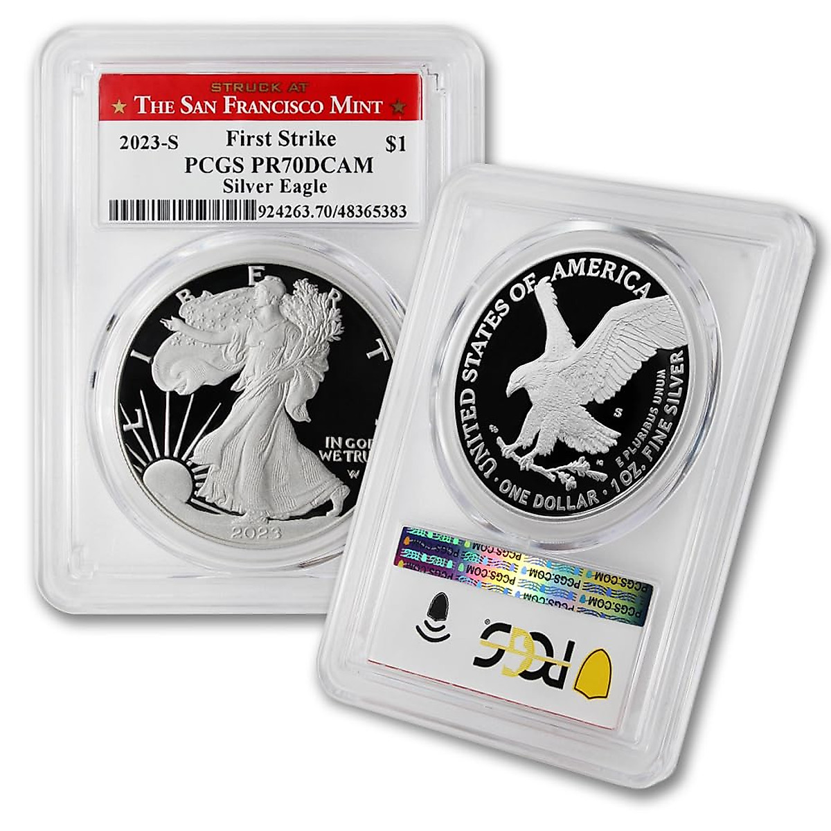 2023 S 1 oz Proof American Silver Eagle Coin PR-70 Deep Cameo (First Strike - Struck at the San Francisco Mint) $1 PCGS PR70DCAM