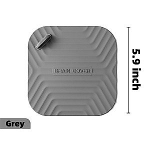 MAOYONG Shower Drain Cover Tub Stopper - Square Silicone Floor Drain Cover for Bathroom, Bathtub Stopper Drain Plug Cover, Kitchen Sink Drain Stopper 5.9 Inch Grey 1PCS