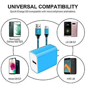 Samsung Phone Android Charger Fast Charging for Samsung Galaxy A13 5G/A03s/A04s/S23/S22 Ultra/S21 FE/S20/S10/S9/A11/A12/A32/A53/A23 5G,USB Type C Charger Power Block Wall Adapter with USB C Cable 6FT