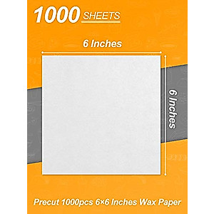 SMARTAKE 6 x 6 Inches Wax Paper, 1000 Pcs Non-Stick Hamburger Patty Paper, Square Sandwich Separators Wrap Paper, for Lunch, Restaurants, Barbecues, Picnics, Parties, Barbecue, White