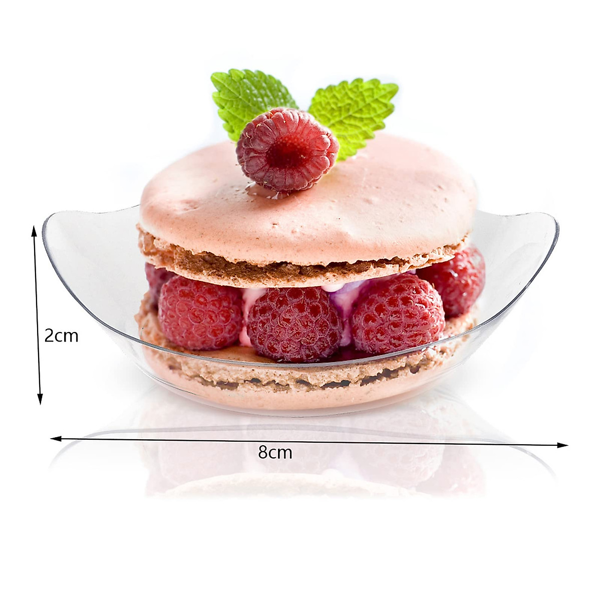 100 Pcs Dessert Plates, Mini Clear Disposable Dessert Bowls, Oval Plastic Ice Cream Cups Appetizer Tray, Sauce Dish/Bowls, Tomato Sauce, Salad Dressing for BBQ, Home, Party, Picnic, Wedding Gatherings