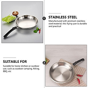 FOMIYES Kitchen Frying Pan Stainless Steel Non- Stick Frying Pan Steel Skillet Wok Kitchenware for Cooking 22cm (Silver)