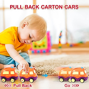 Baby Toy Cars for 1 Year Old Boy Pull Back Cars Toddler Toys Age 1-2 Cartoon Truck Toys for 2 Years Old Boy Town Vehicles Baby Toys 12-18 Months First Birthday Gifts for 1 2 3 Year Old Boys Girls