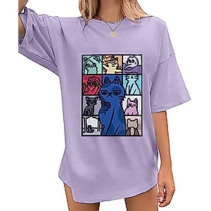 Women's Oversized T Shirts Country Music Shirts Swift Concert Outfits Funny Cat Lover Shirt Swift Fans Top Purple