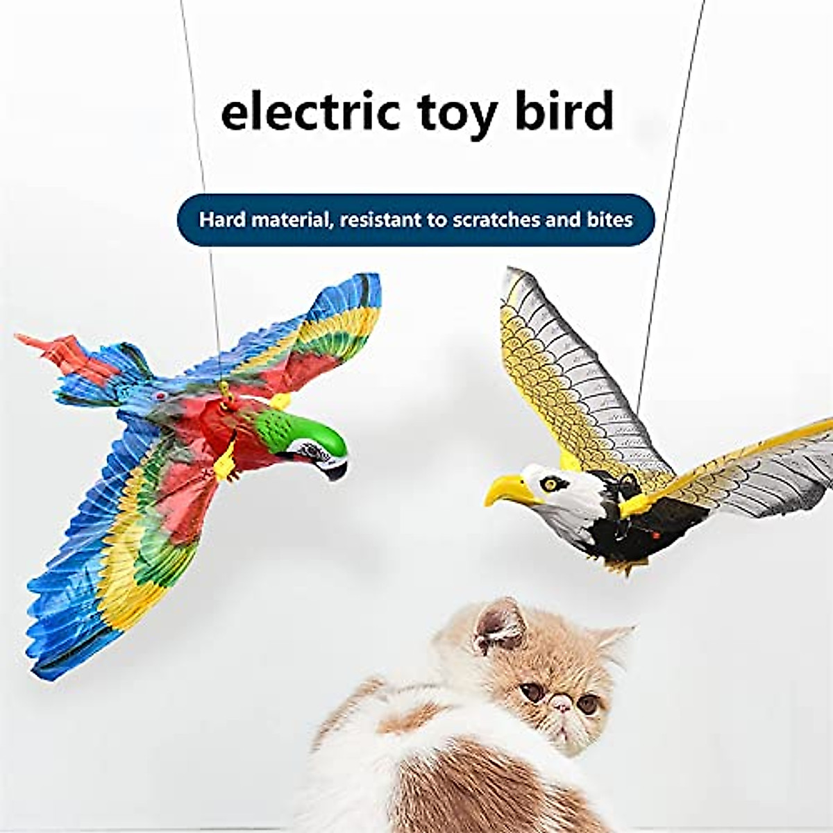 Simulation Bird Interactive Cat Toy, Cat Chew Toys for Indoor Cats, Automatic Hanging Eagle Flying Bird Funny Cat Interactive Toy Supplies for Cats Kitten Play Chase Exercise