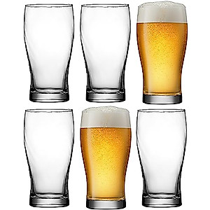 Glaver's Pilsner Beer Glasses Set of 6. 19 Oz Pint Glasses, Unique Designed Drinking Glass Cups. Bar Glasses For Cocktails, Beer, Soda, Juice, Smoothies. Ideal Gift For Men.