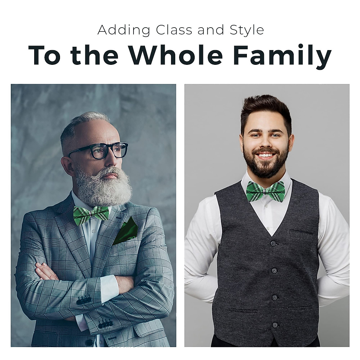 Man of Men Green Bow Ties for Men, Green Bow Tie, Green Bowtie - Green Plaid