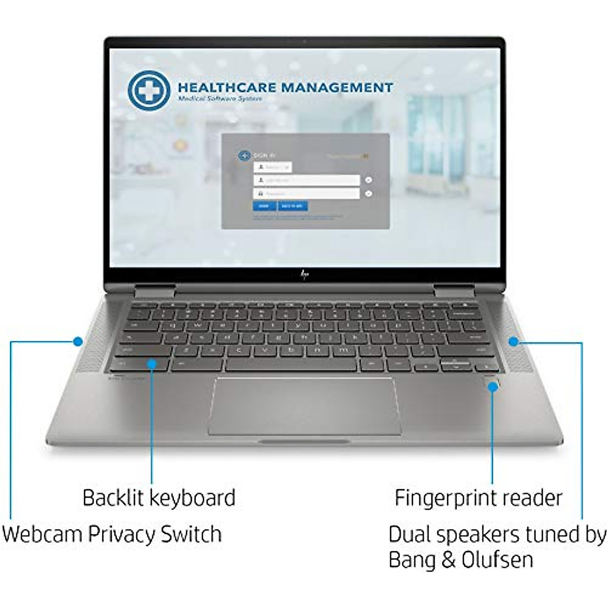 HP Chromebook x360 2-in-1 Laptop 14" FHD IPS WLED Touchscreen Intel i3-10110U 8GB DDR4 64GB eMMC Fingerprint Reader Backlit Keyboard B&O ChromeOS + USB-C Adapter