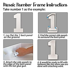 Mosaic Numbers for Balloons 3.3 Ft Pre-Cut Number 2 Balloon Frame Large Cardboard Marquee Numbers for 2nd Birthday Party Decorations Balloon Number Frame 2